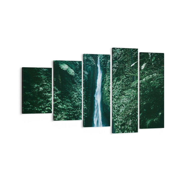 Union Rustic 5-tlg. Leinwandbilder-Set Tropics Waterfall Jungle | Wayfair.de
